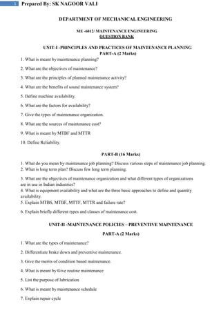 maintenance engineering | PDF