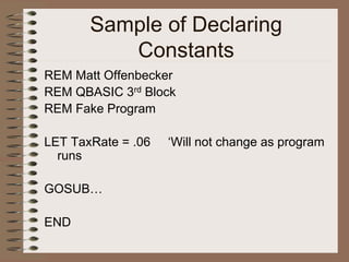 Qbasic notes | PPT