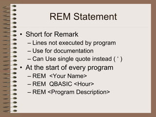Qbasic notes | PPT