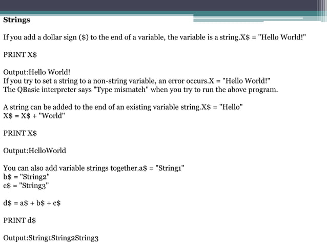 Introduction to Programming and QBasic Tutorial | PPT
