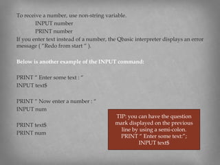 Qbasic tutorial | PPTX | Programming Languages | Computing