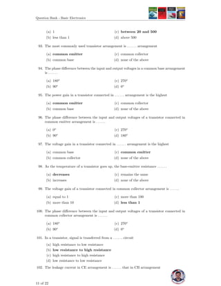 Question Bank Basic Electronics | PDF