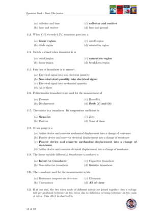 Question Bank Basic Electronics | PDF