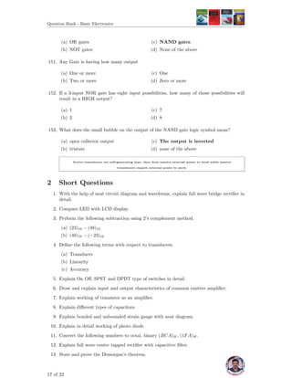 Question Bank Basic Electronics | PDF