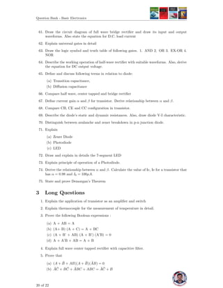 Question Bank Basic Electronics | PDF