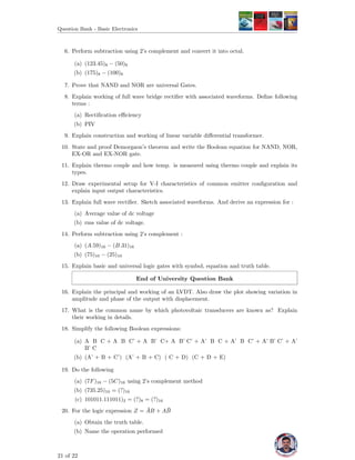 Question Bank Basic Electronics | PDF