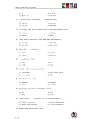 Question Bank Basic Electronics | PDF