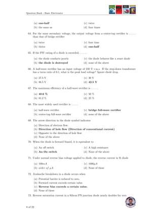 Question Bank Basic Electronics | PDF