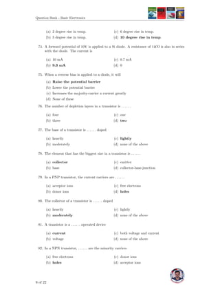 Question Bank Basic Electronics | PDF