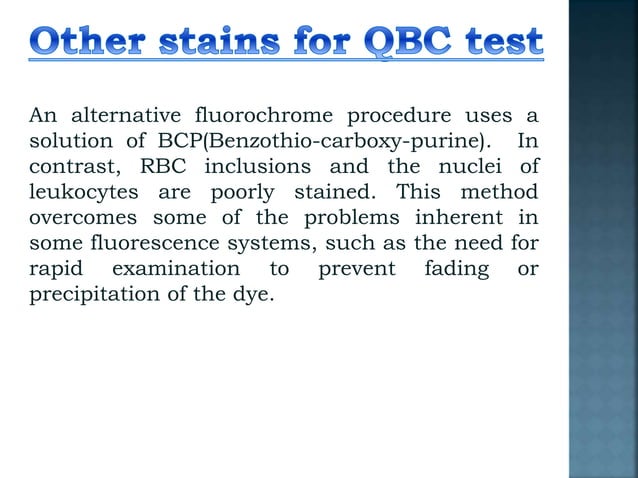 Qbc test | PPTX | Infectious Diseases | Diseases and Conditions