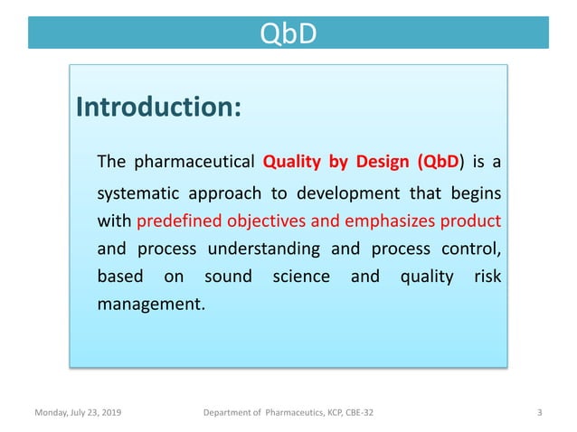 Quality by Design ( QbD ) | PPTX