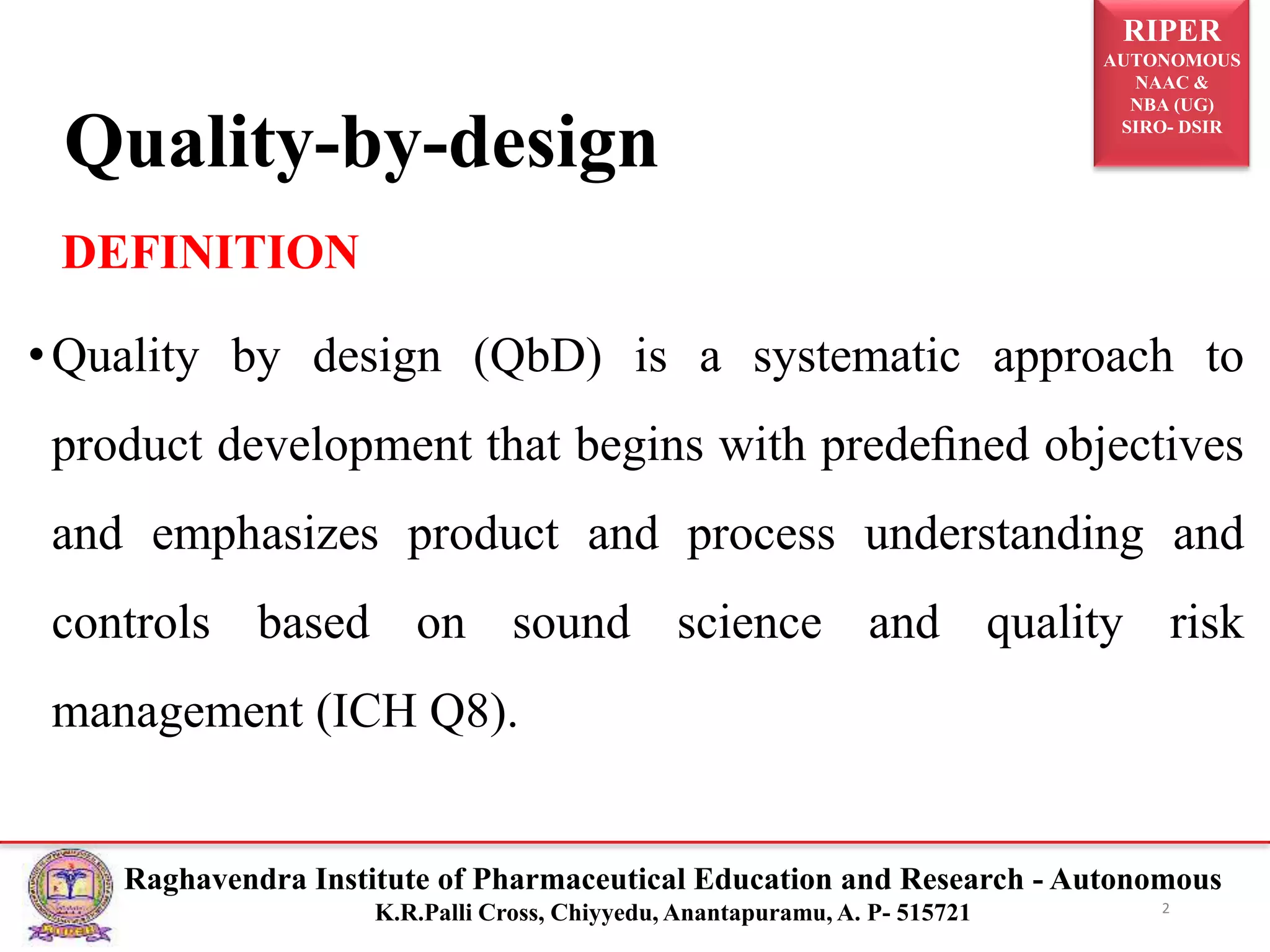 QbD in Pharmaceutical development | PPTX