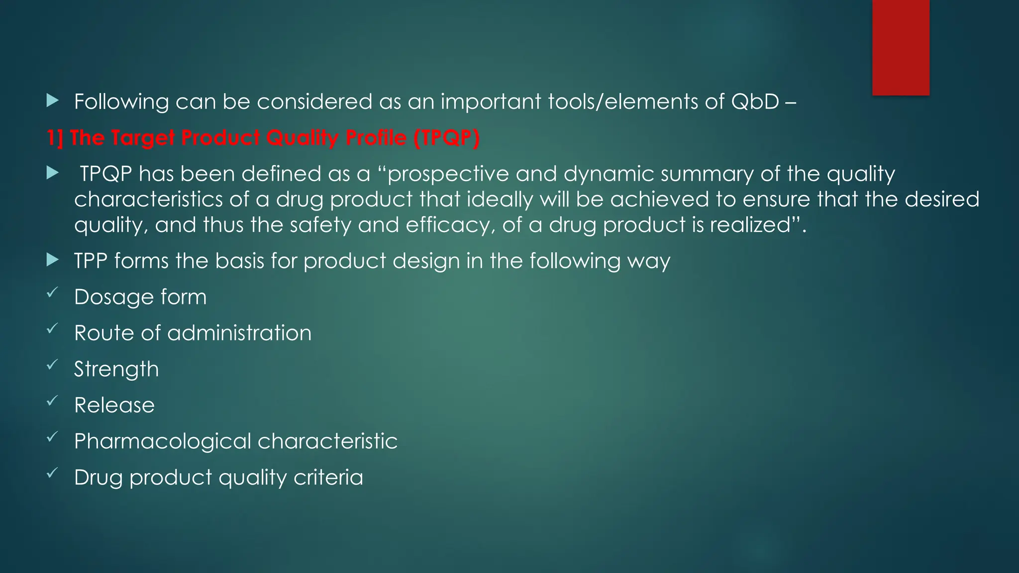 Quality by design (QbD): Definition, overview, elements of QbD program, tools | PPTX