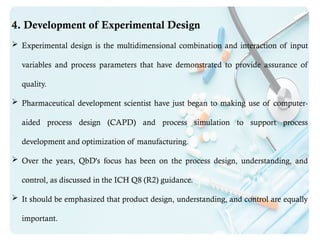 Quality by Design, Objective & benefits of QbD, Elements of QbD, Design tools | PPTX