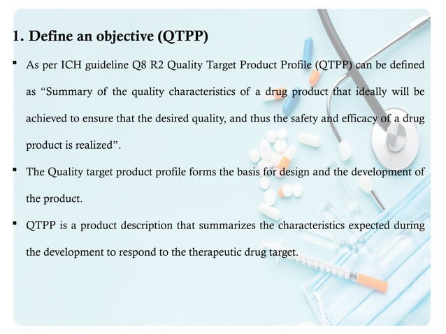 Quality by Design, Objective & benefits of QbD, Elements of QbD, Design ...