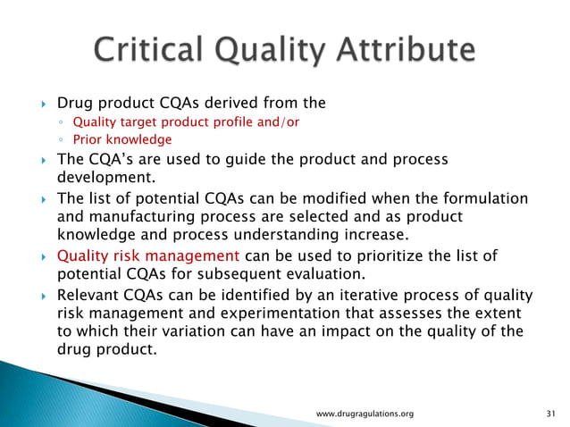 Quality by Design : Quality Target Product Profile & Critical Quality ...