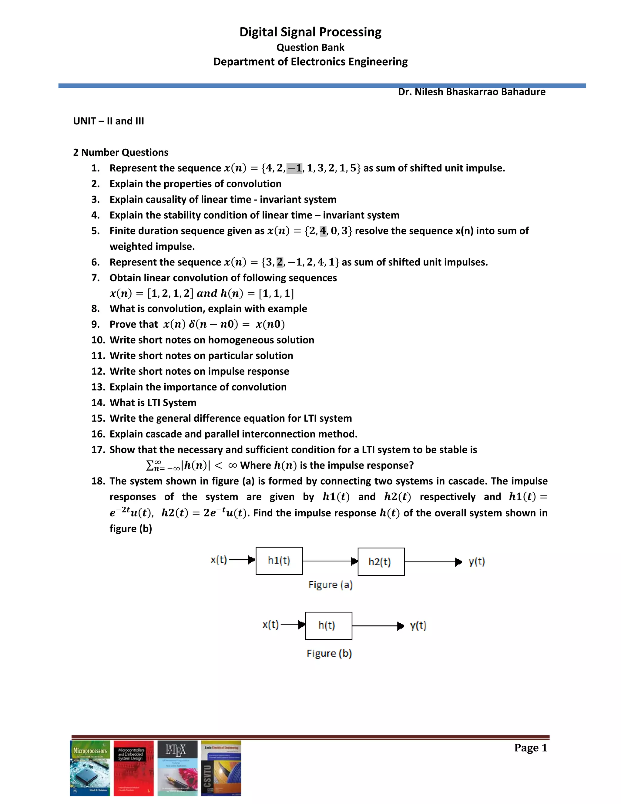 Question Bank Digital Signal Processing | PDF