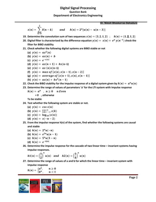 Question Bank Digital Signal Processing | PDF