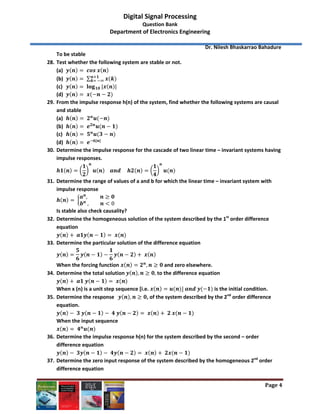 Question Bank Digital Signal Processing | PDF