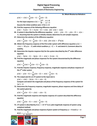 Question Bank Digital Signal Processing | PDF