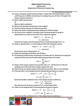 Question Bank Digital Signal Processing | PDF