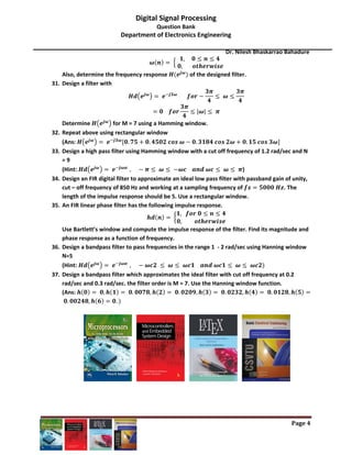 Question Bank Digital Signal Processing | PDF