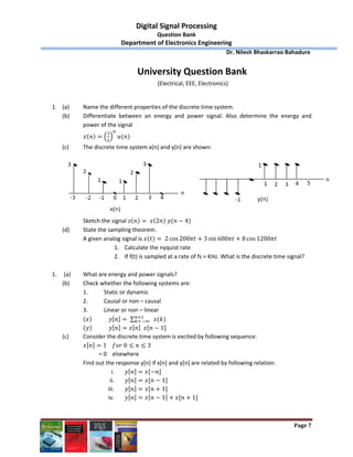 Question Bank Digital Signal Processing | PDF