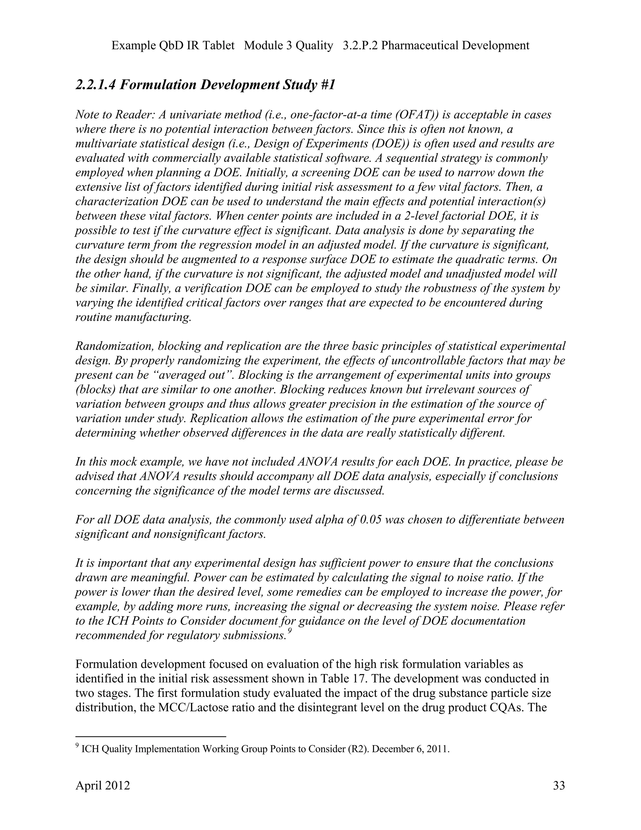 QbD IR Tablets - FDA Example | PDF