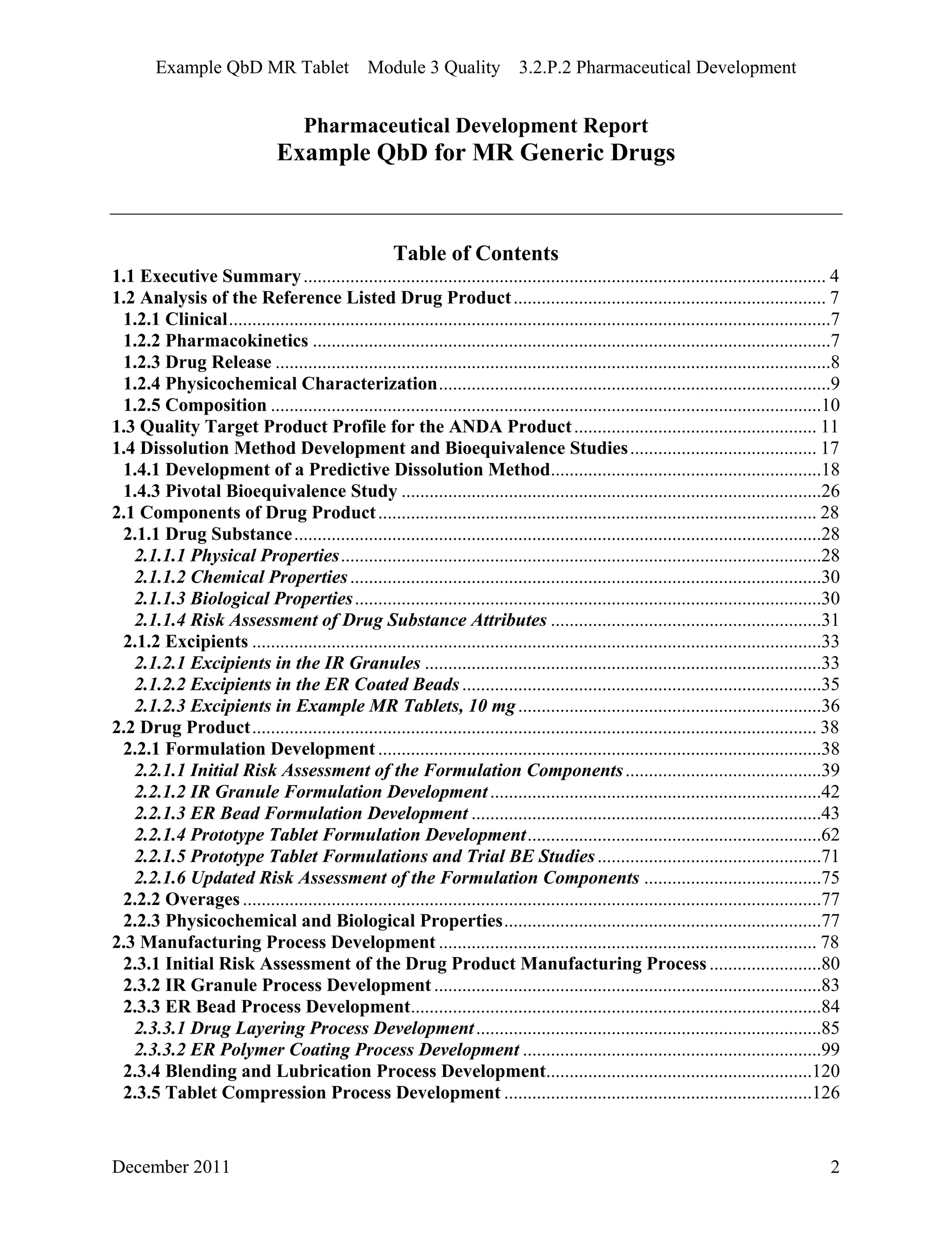 QbD MR Tablets - FDA Example | PDF