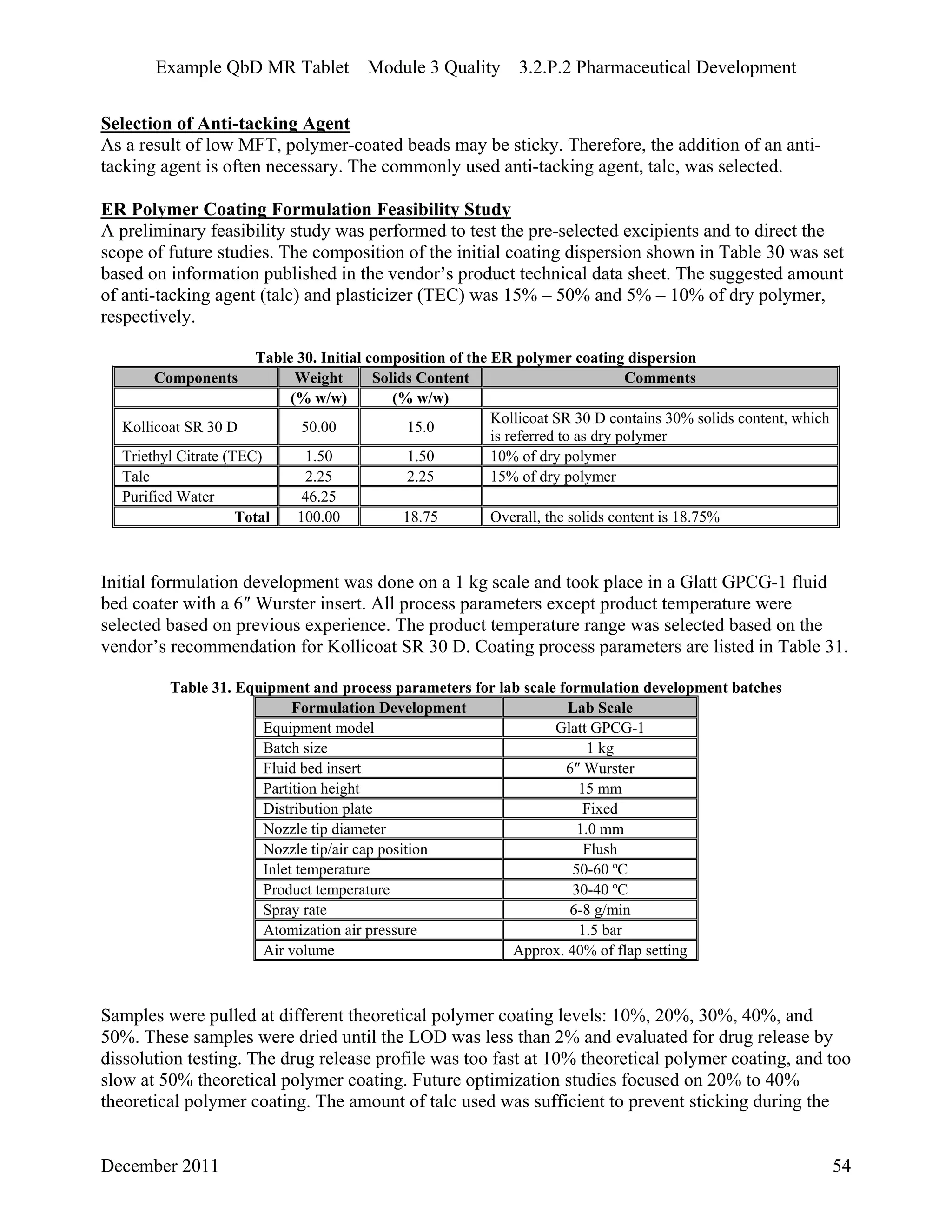 QbD MR Tablets - FDA Example | PDF