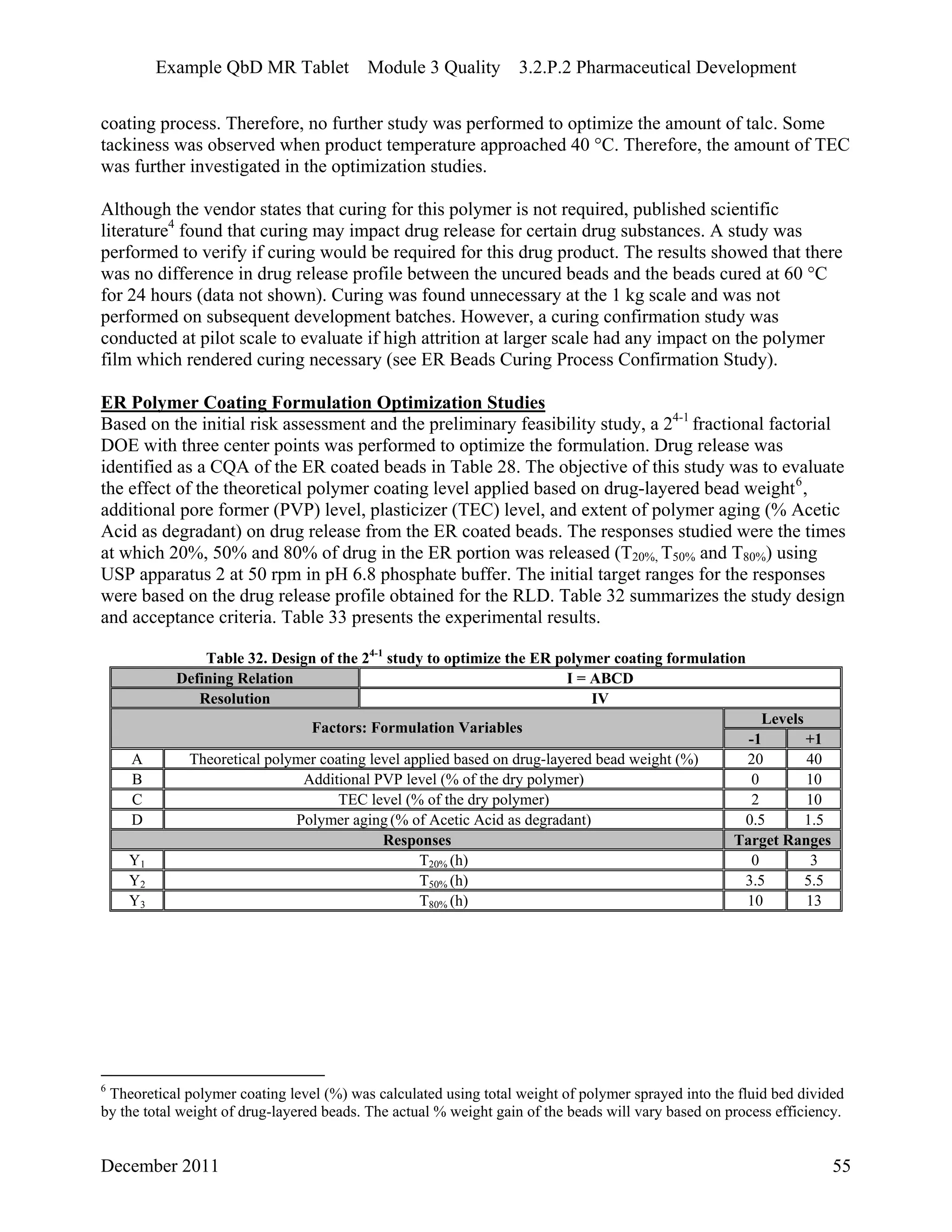 QbD MR Tablets - FDA Example | PDF