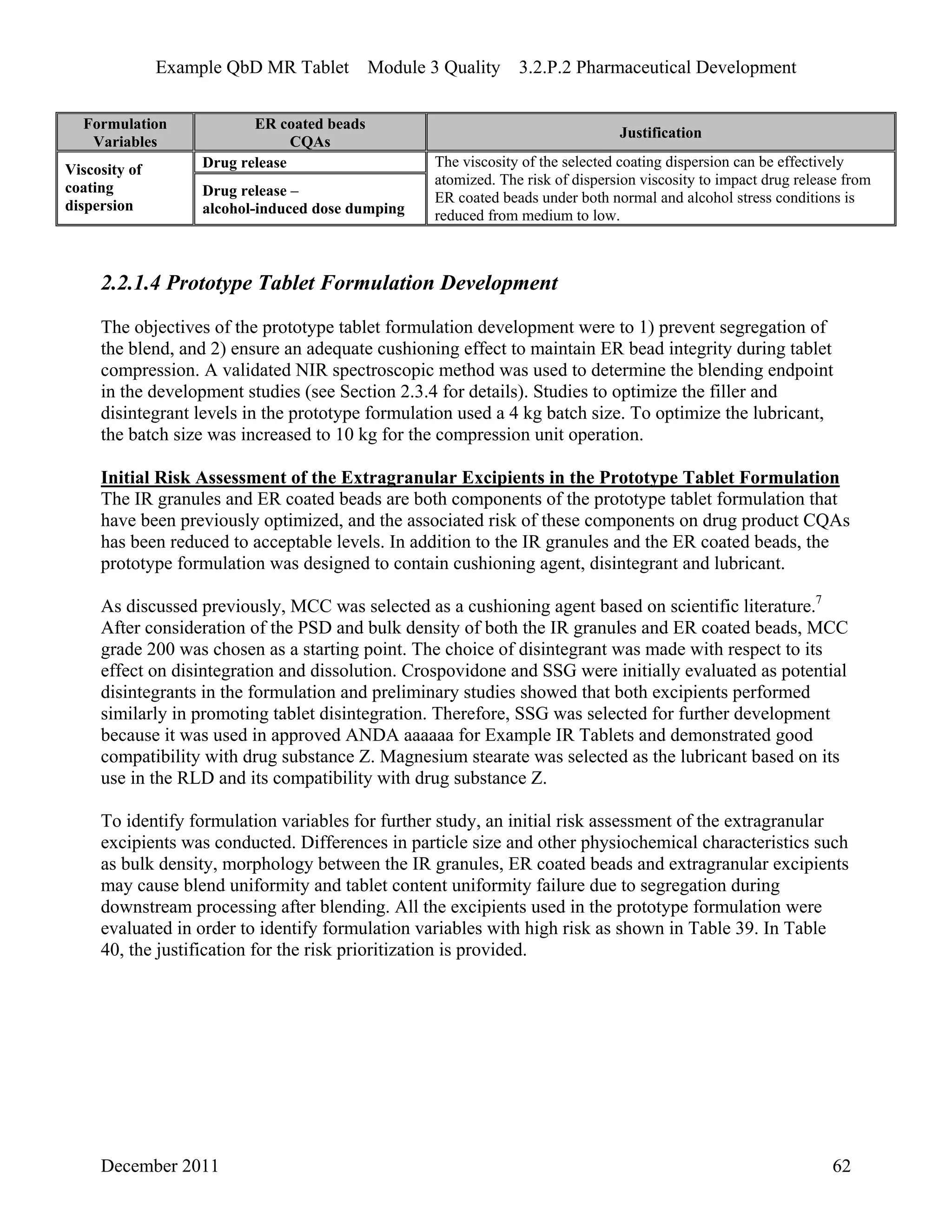 QbD MR Tablets - FDA Example | PDF