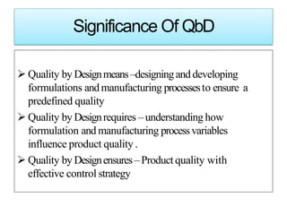quality by design concepts and approach by shubham biyani | PPTX ...