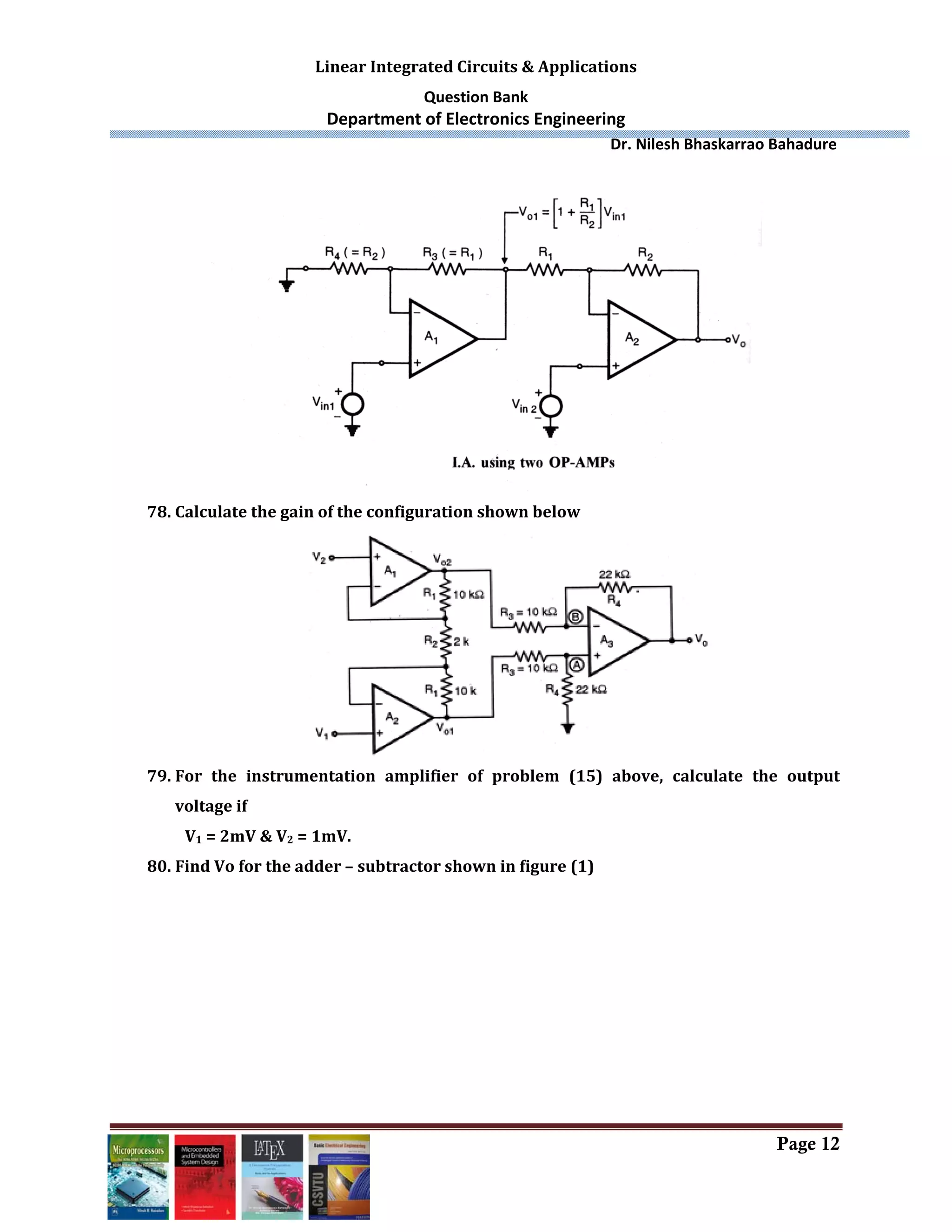 Question Bank linear integrated circuits and applications | PDF