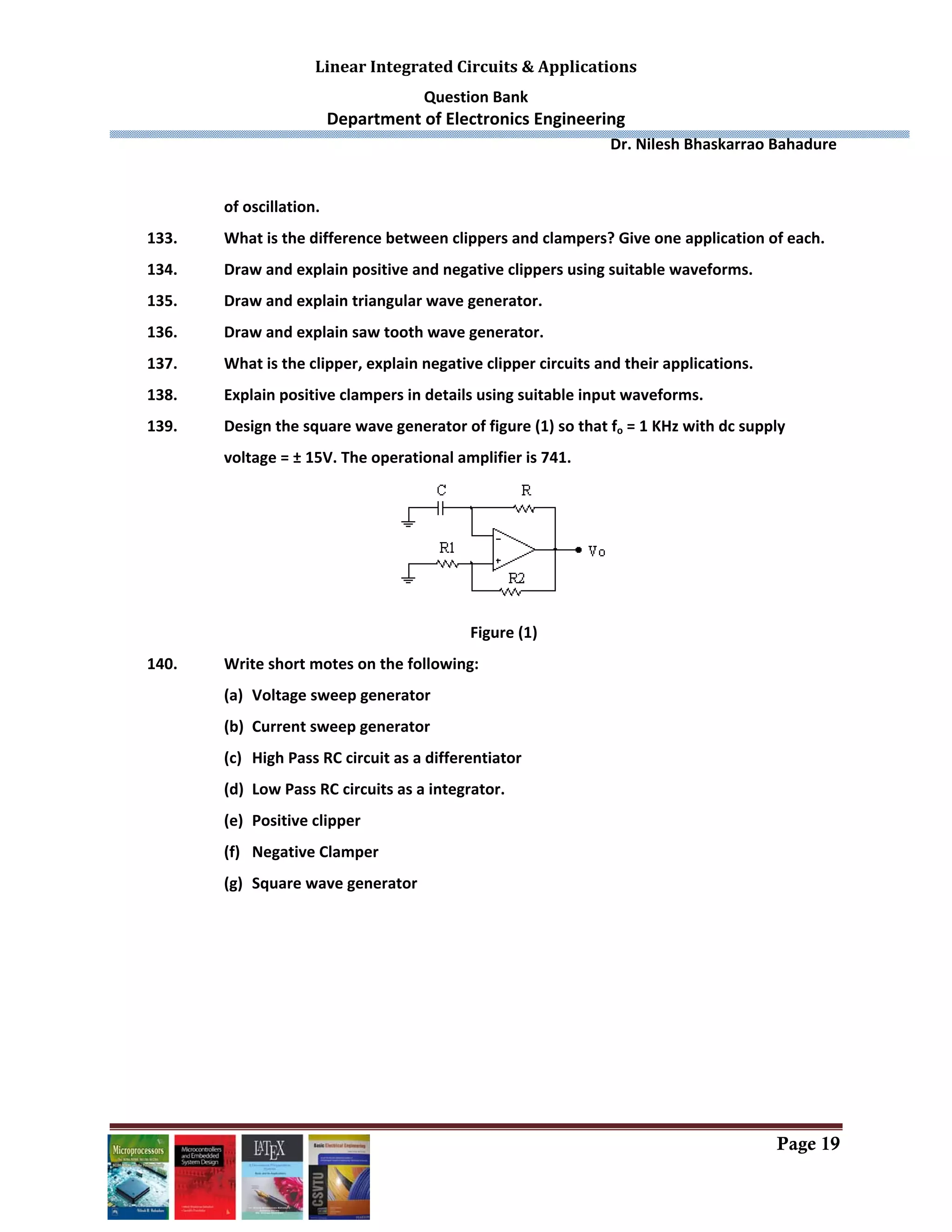 Question Bank linear integrated circuits and applications | PDF