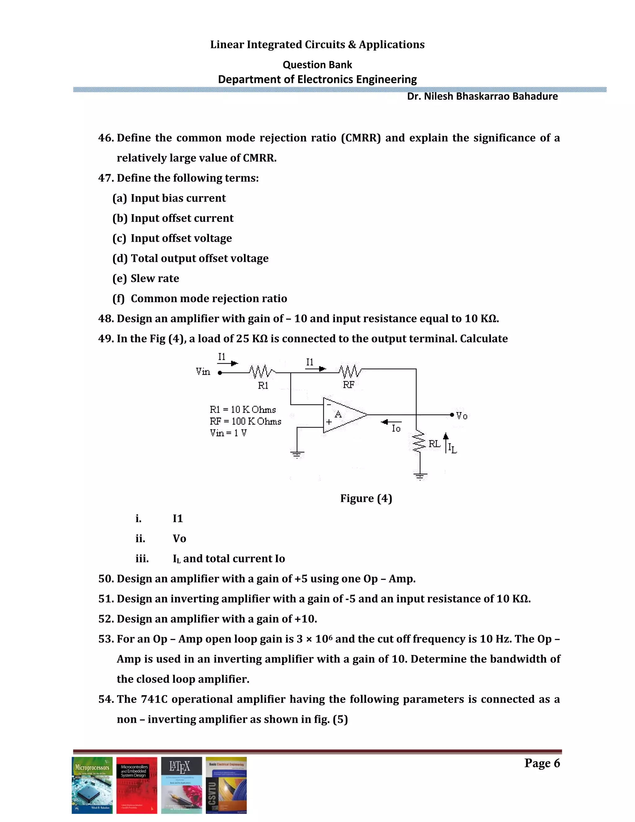Question Bank linear integrated circuits and applications | PDF
