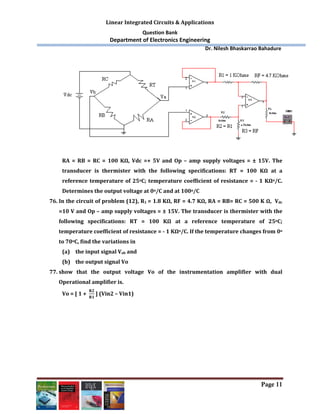 Question Bank linear integrated circuits and applications | PDF