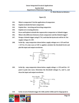 Question Bank linear integrated circuits and applications | PDF