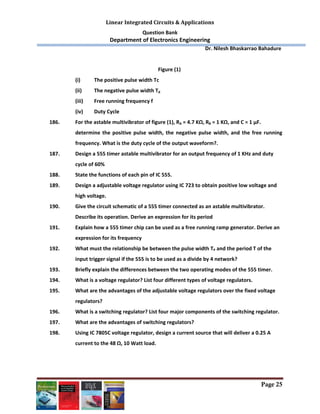 Question Bank linear integrated circuits and applications | PDF