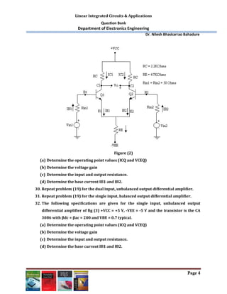 Question Bank linear integrated circuits and applications | PDF