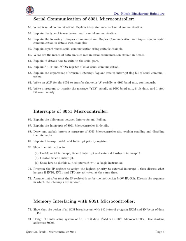 Question Bank microcontroller 8051 | PDF | Computing | Technology & Computing