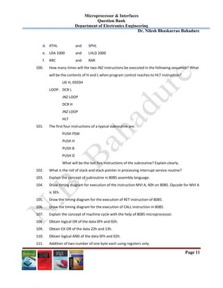 Question Bank Microprocessor 8085 | PDF