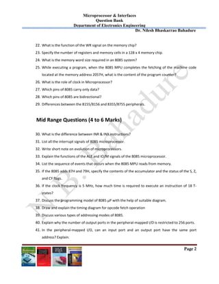 Question Bank Microprocessor 8085 | PDF