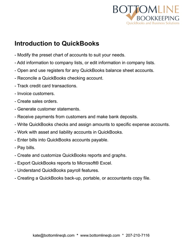 QuickBooks Outline | PDF