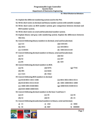 Question Bank Programmable Logic Controller | PDF