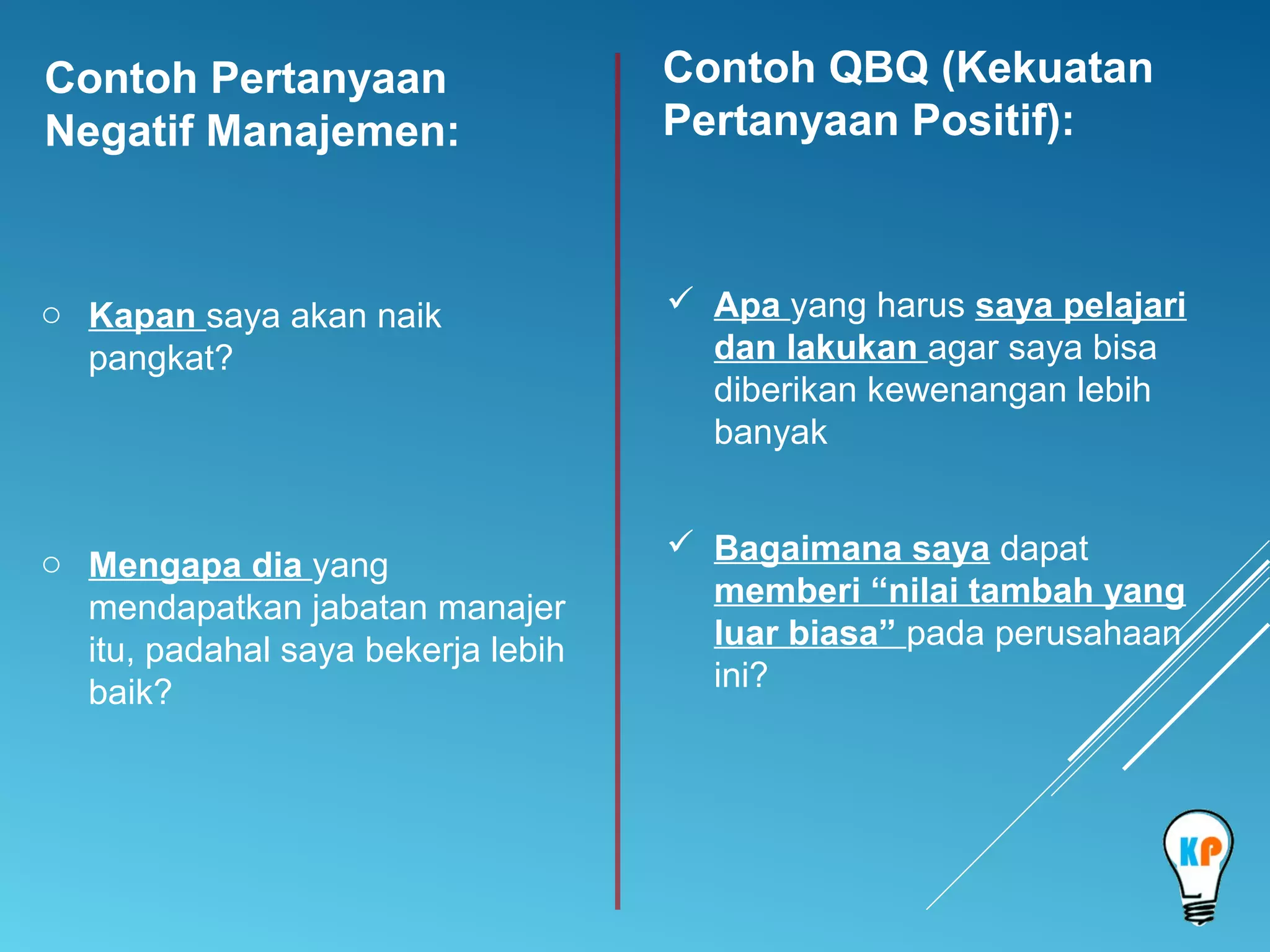 QBQ Seni Bertanya Untuk Menjadi Pribadi Hebat | PPT
