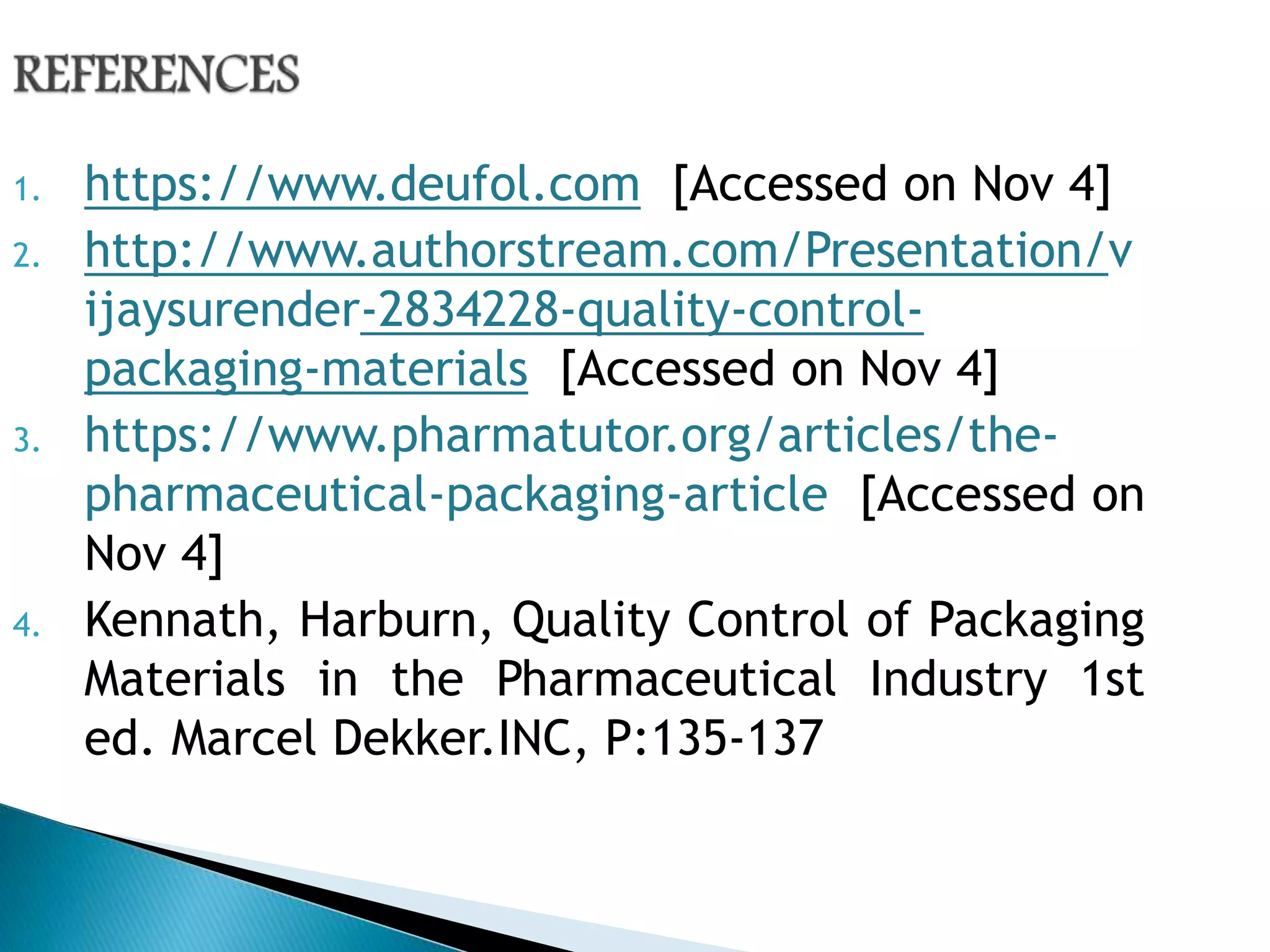 Quality control on secondary packaging materials | PPTX