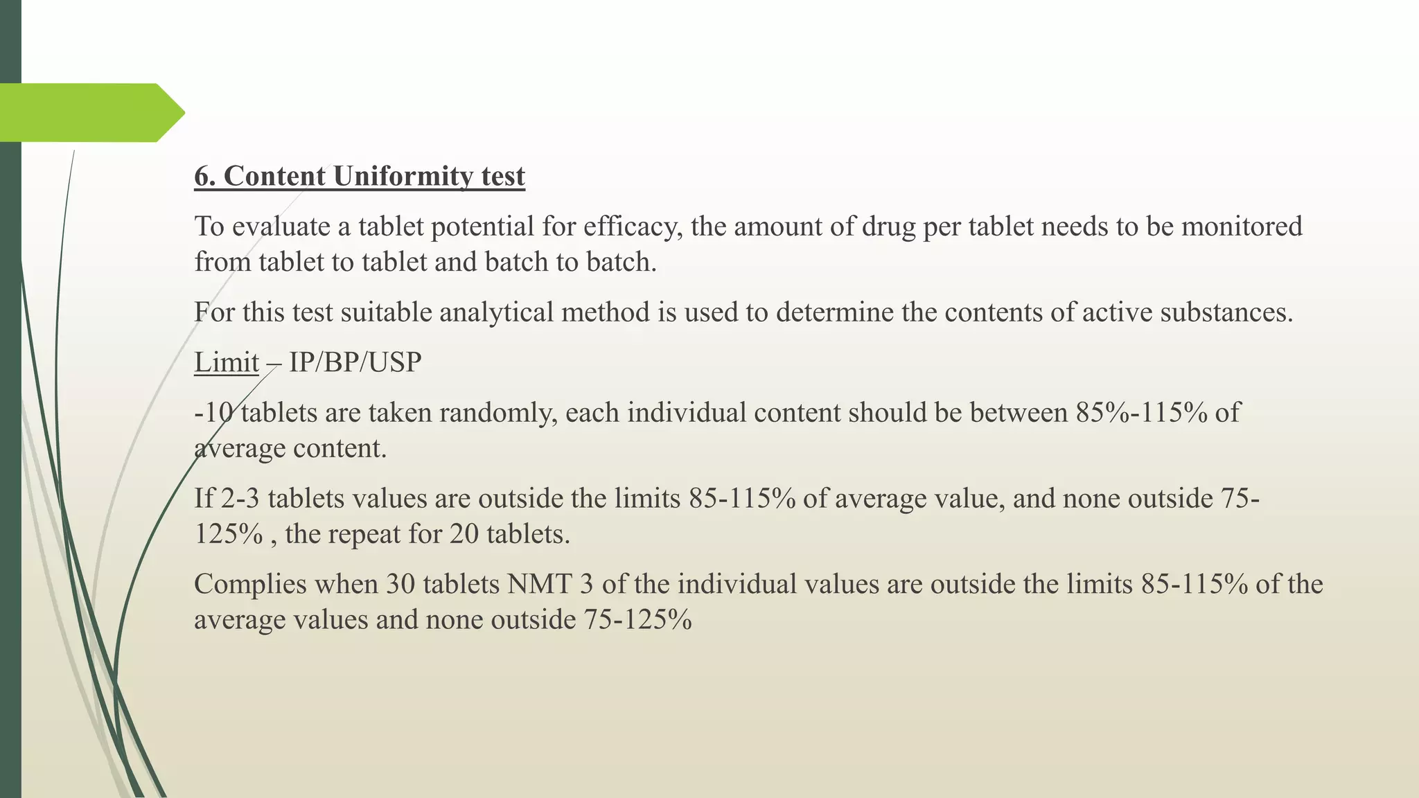 IPQC and FPQC tests for Tablets | PPTX