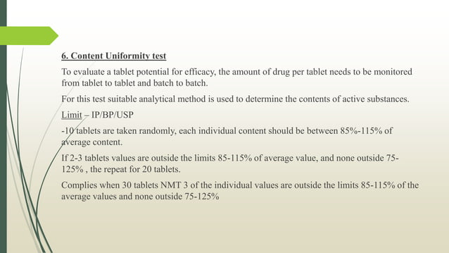 IPQC and FPQC tests for Tablets | PPTX | Pharmaceutical Industry ...