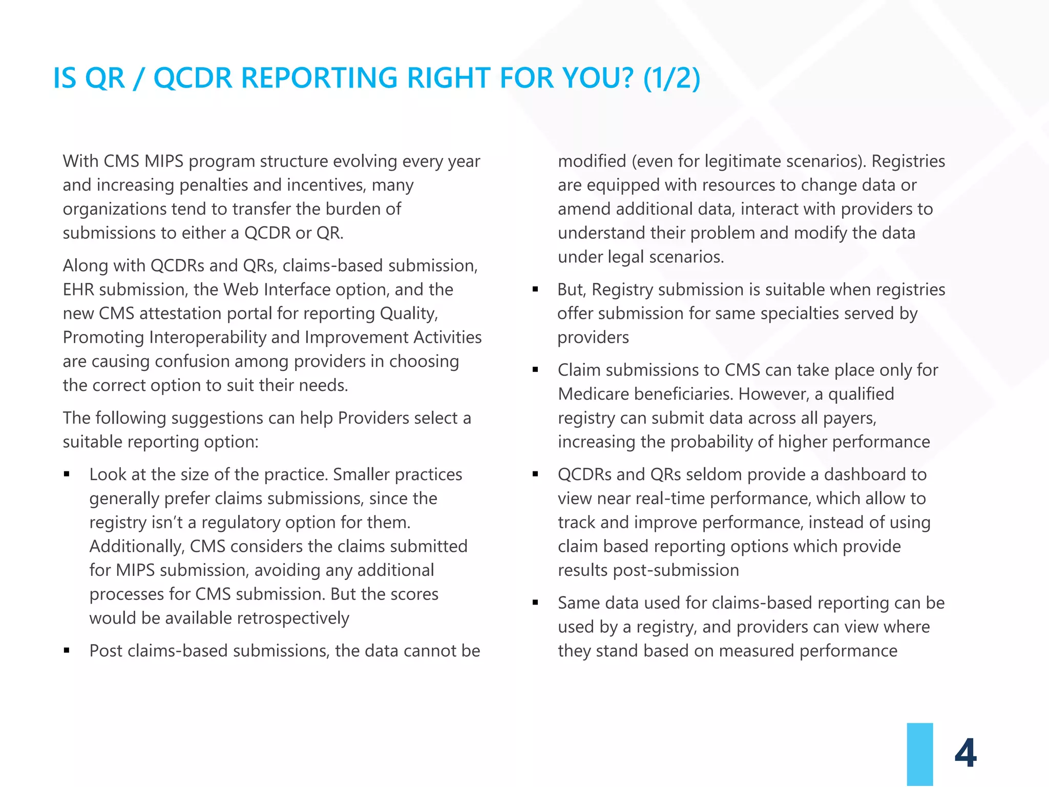 QCDR or QR (Selecting the Correct Reporting Mechanism) | PPT